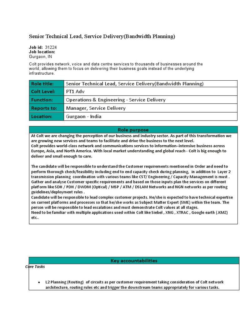 Senior Technical Lead | PDF | Computer Network | Telecommunications