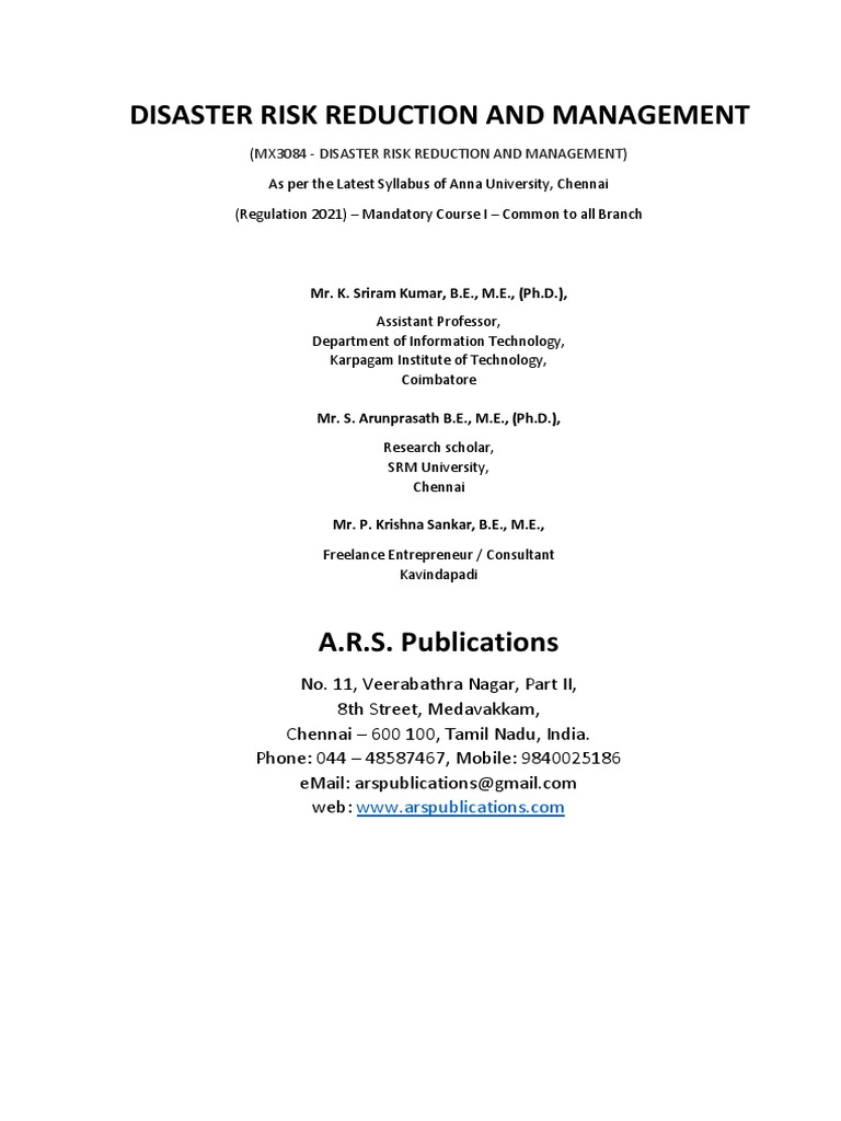 Disaster Risk Reduction and Management | PDF | Emergency Management ...
