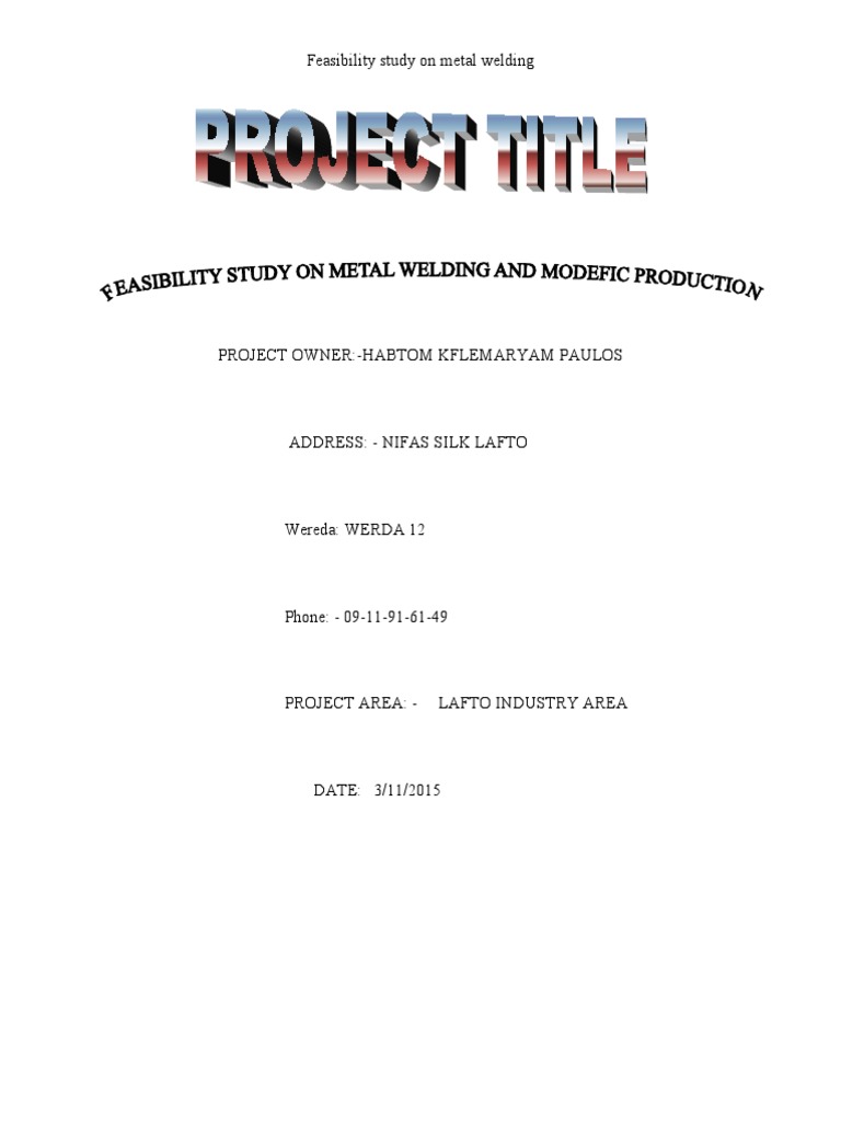 Metal Welding Feasibility Study | PDF | Economic Growth | Loans