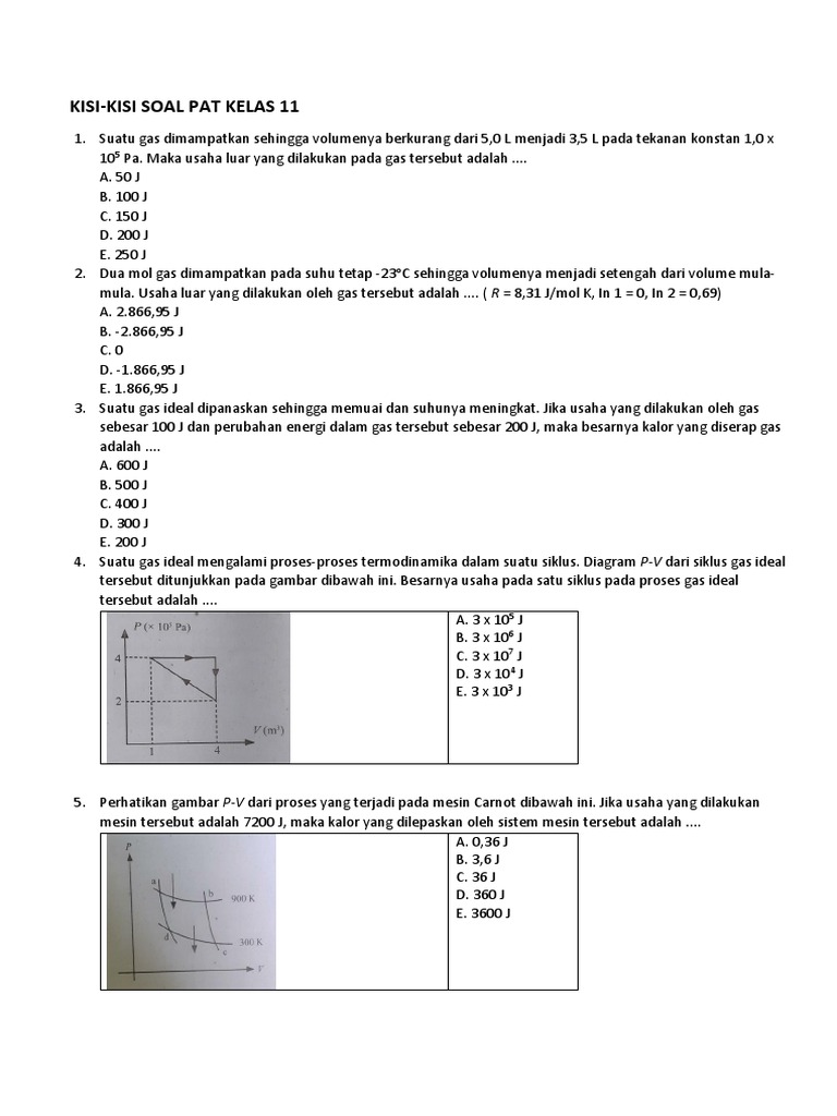Kisi Kisi Pat Kelas 11 Fisika | PDF