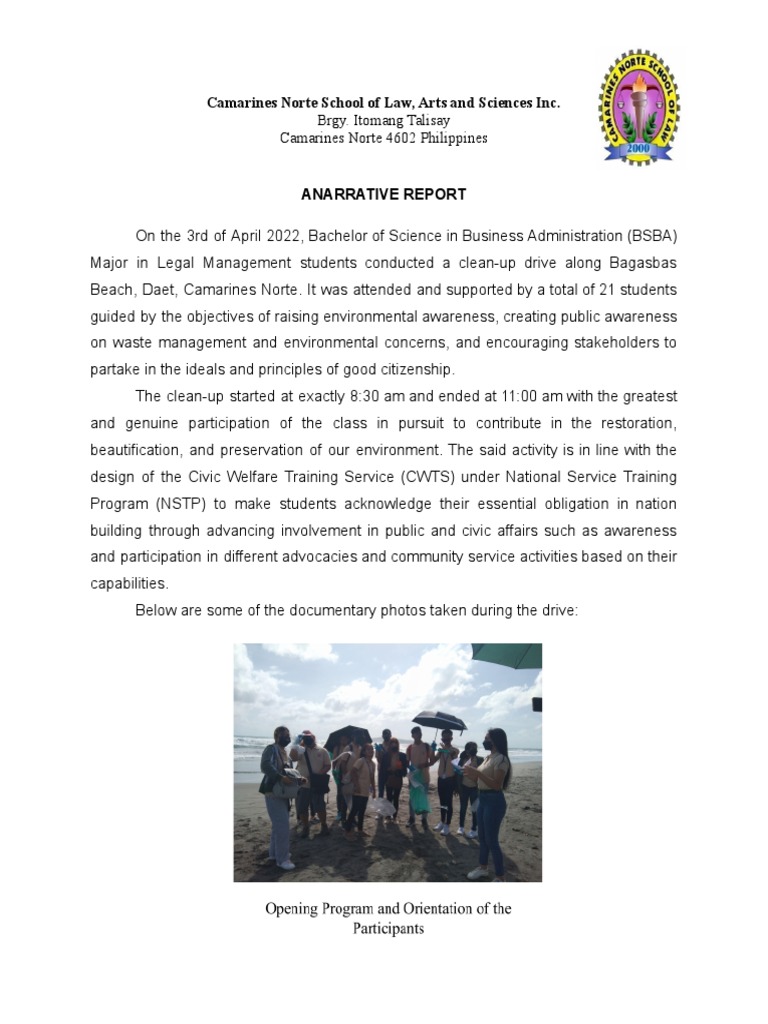 Barangay Clean-Up Drive Report | PDF