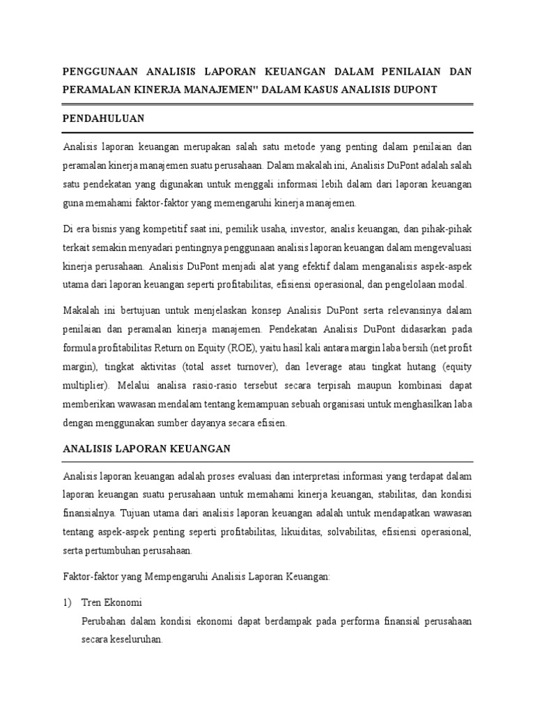 Penggunaan Analisis Laporan Keuangan Dalam Penilaian Dan Peramalan ... Penggunaan Analisis Laporan Keuangan Dalam Penilaian Dan Peramalan ...
