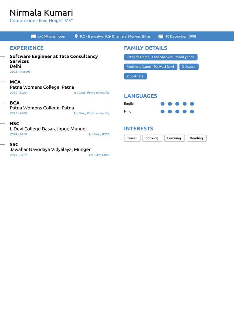 Nirmala's Resume | PDF