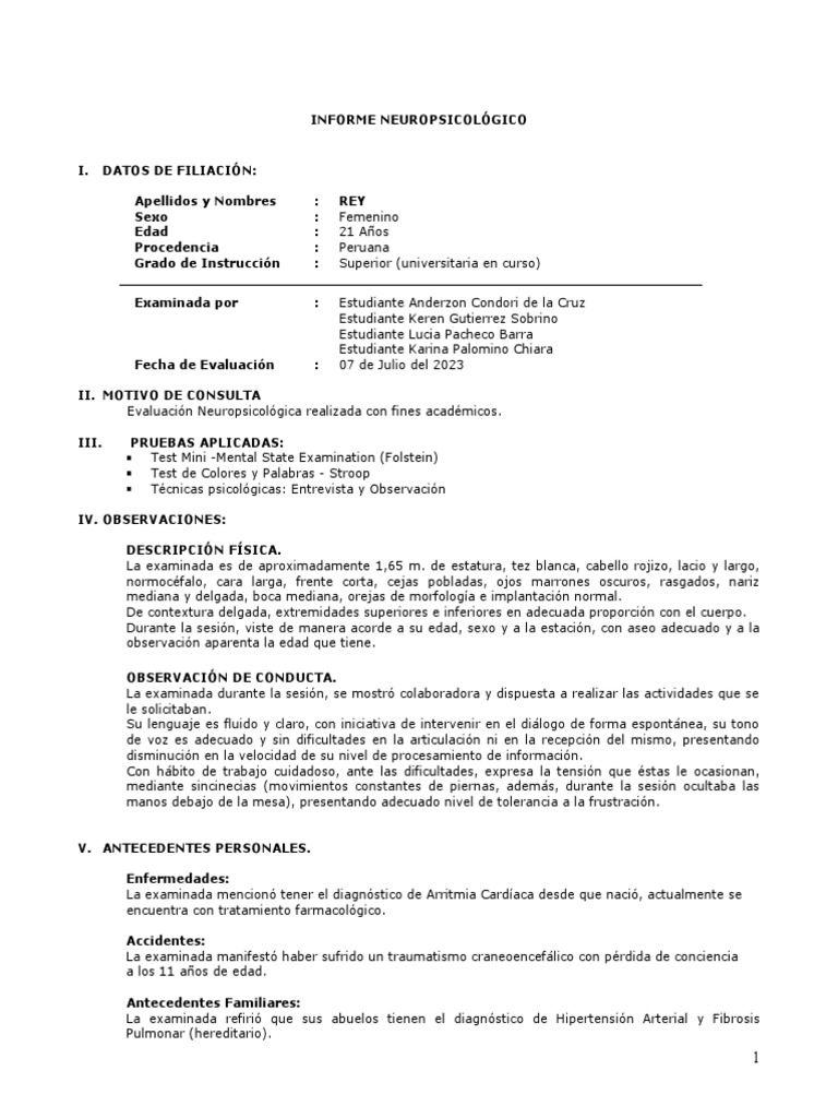 S17.S1 - Modelo de Informe - Trabajo Finalkeren-1 | PDF | Enfermedades y trastornos | Sicología