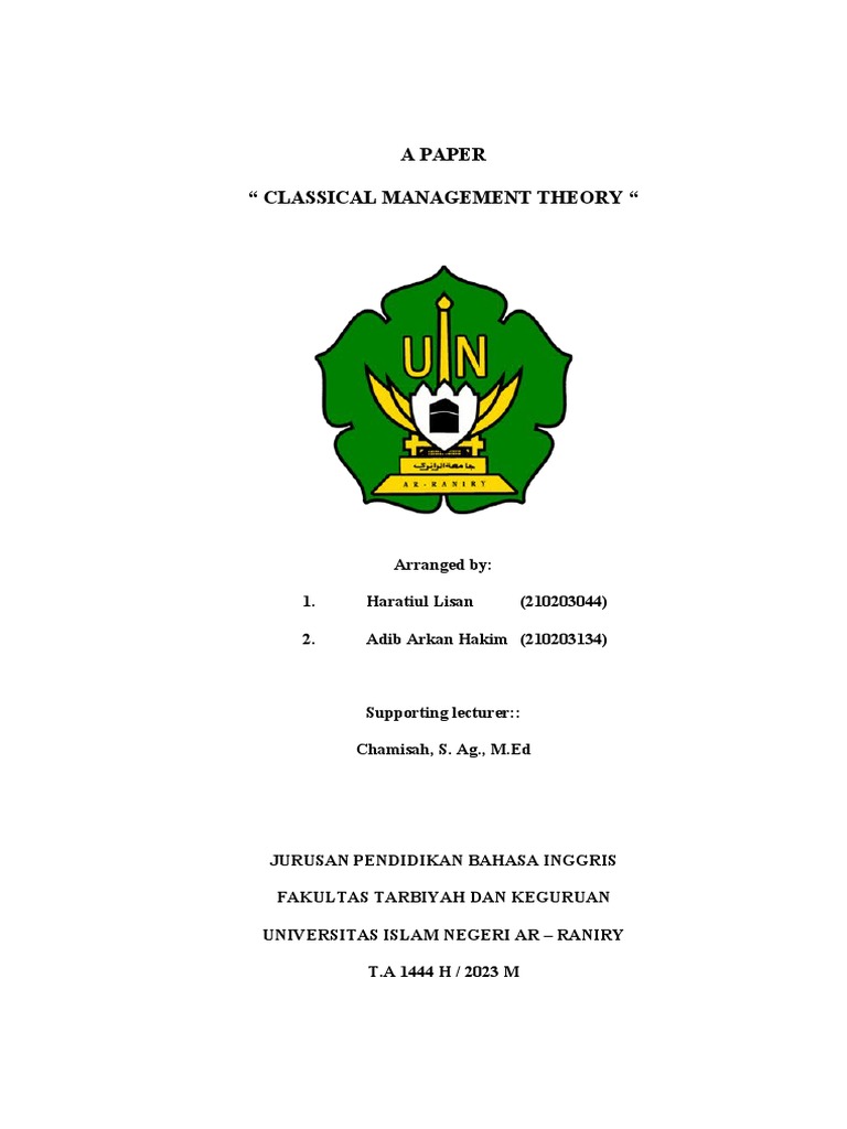 Classical Management Theory Paper | PDF | Bureaucracy | Theory
