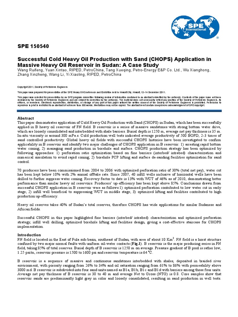 Wang2011 Successful CHOPS | PDF | Petroleum Reservoir | Earth Sciences