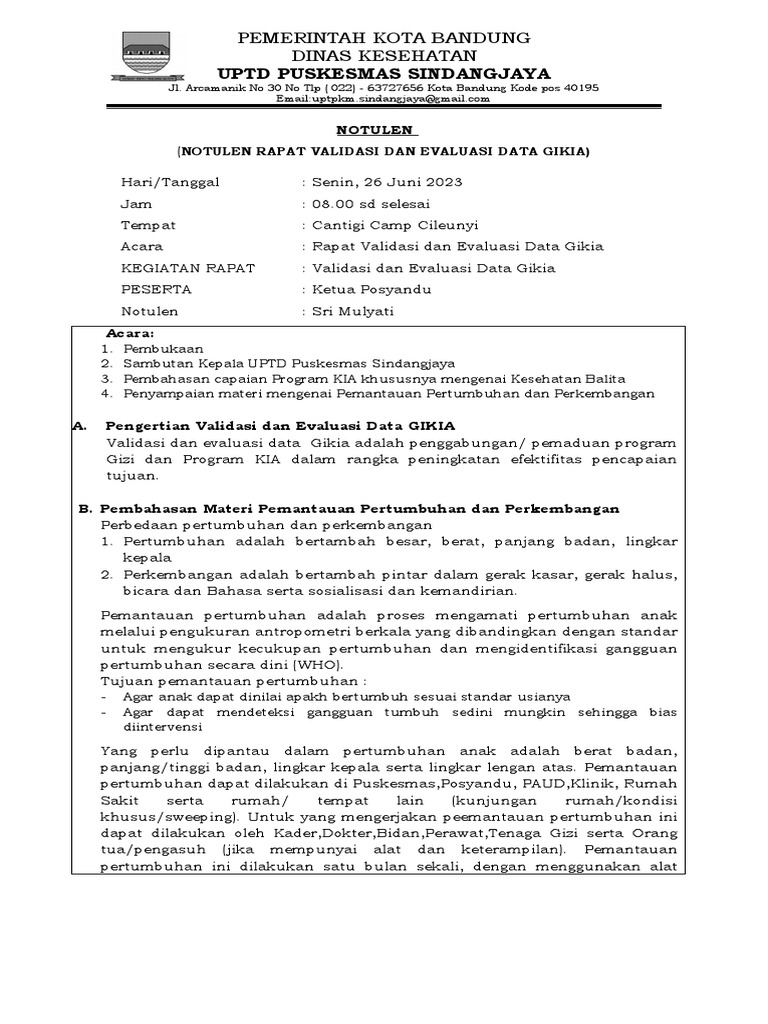 Validasi Data Gikia dan Pemantauan Pertumbuhan Balita | PDF