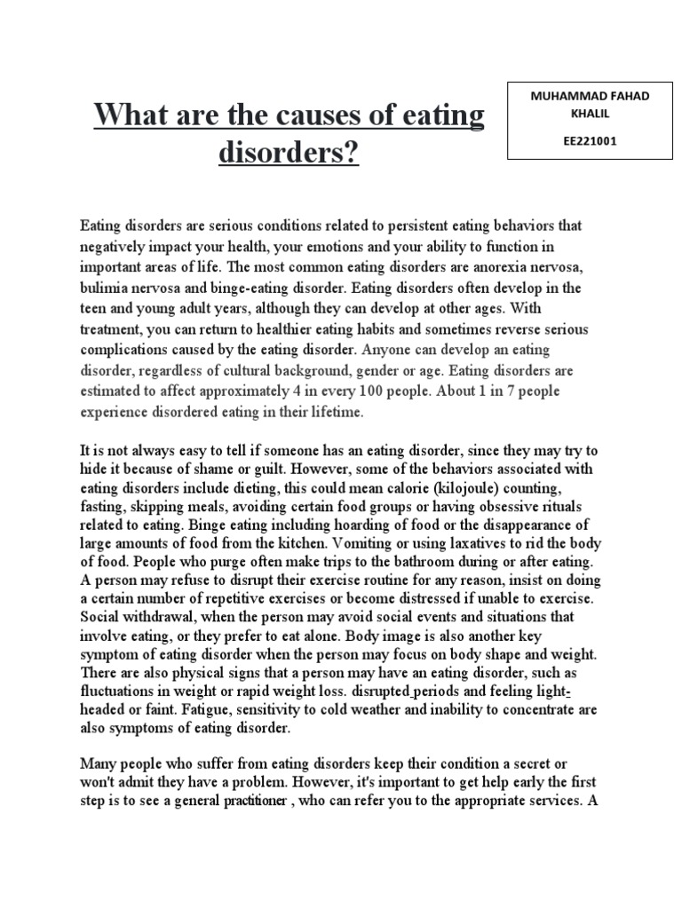 What Are The Causes of Eating Disorders | PDF | Eating Disorder ...