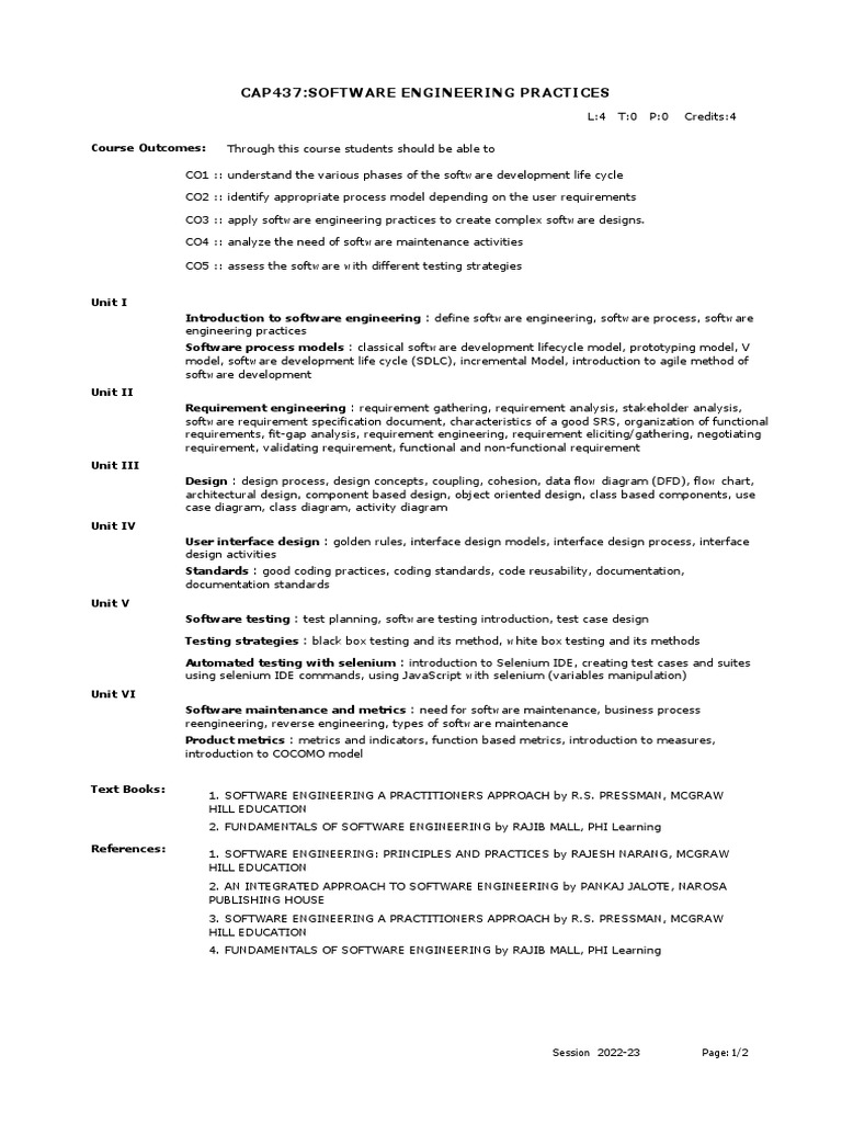 Software Engineering Practices Pdf Software Development Process