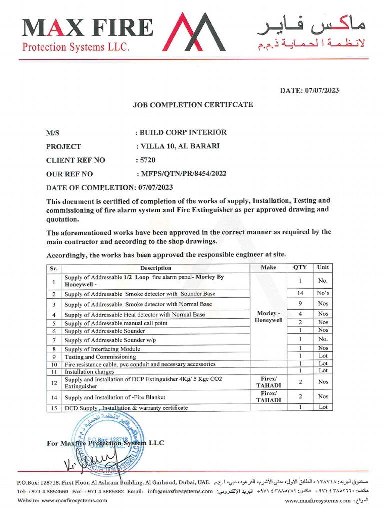 Work Completion Certificate | PDF