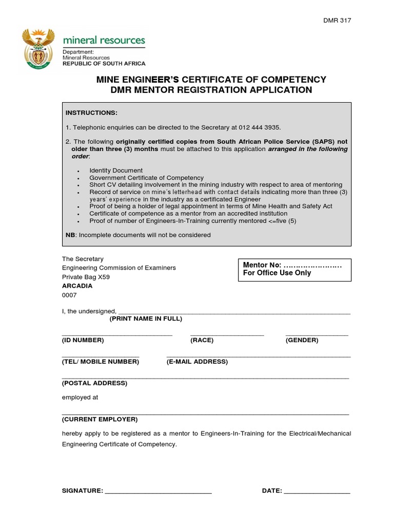 DMR 317 MECC Mentor Application Form-1 | PDF