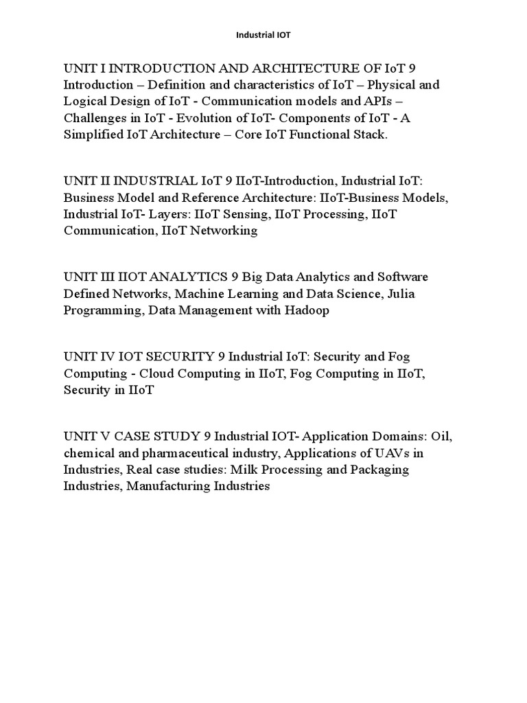 Industrial Iot Notes | PDF | Internet Of Things | Security