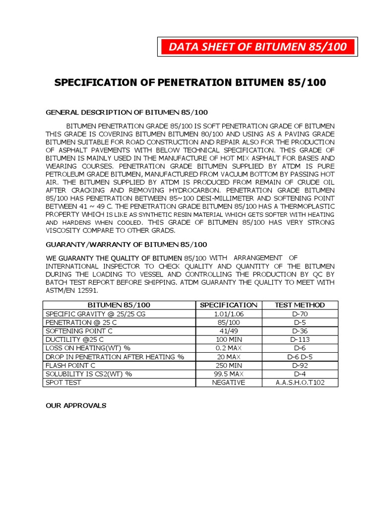 Bitumen 85 100 | PDF