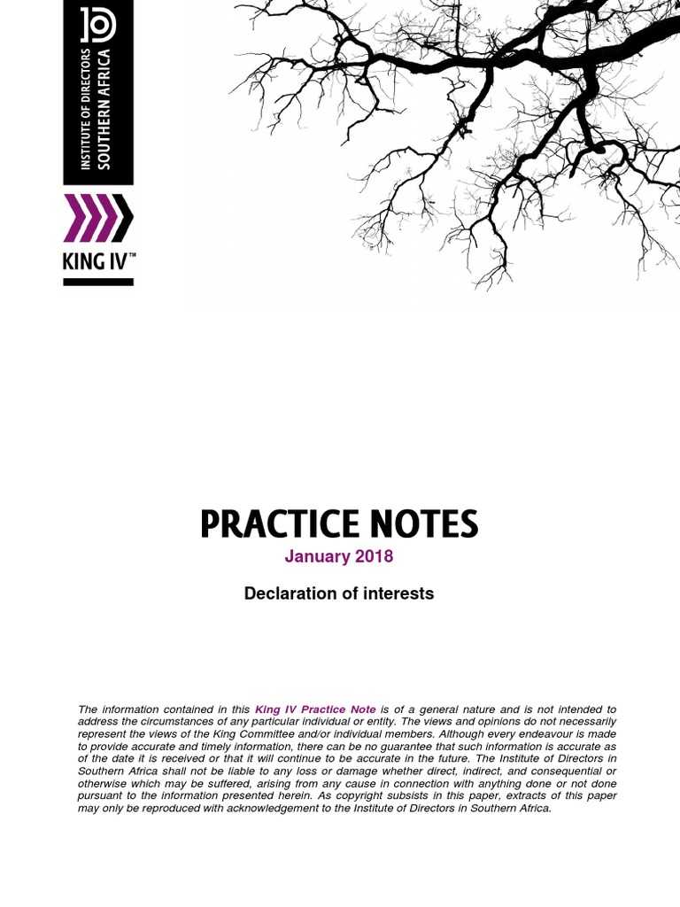 King IV Practice Note - Declaration of Interests | PDF | Conflict Of ...