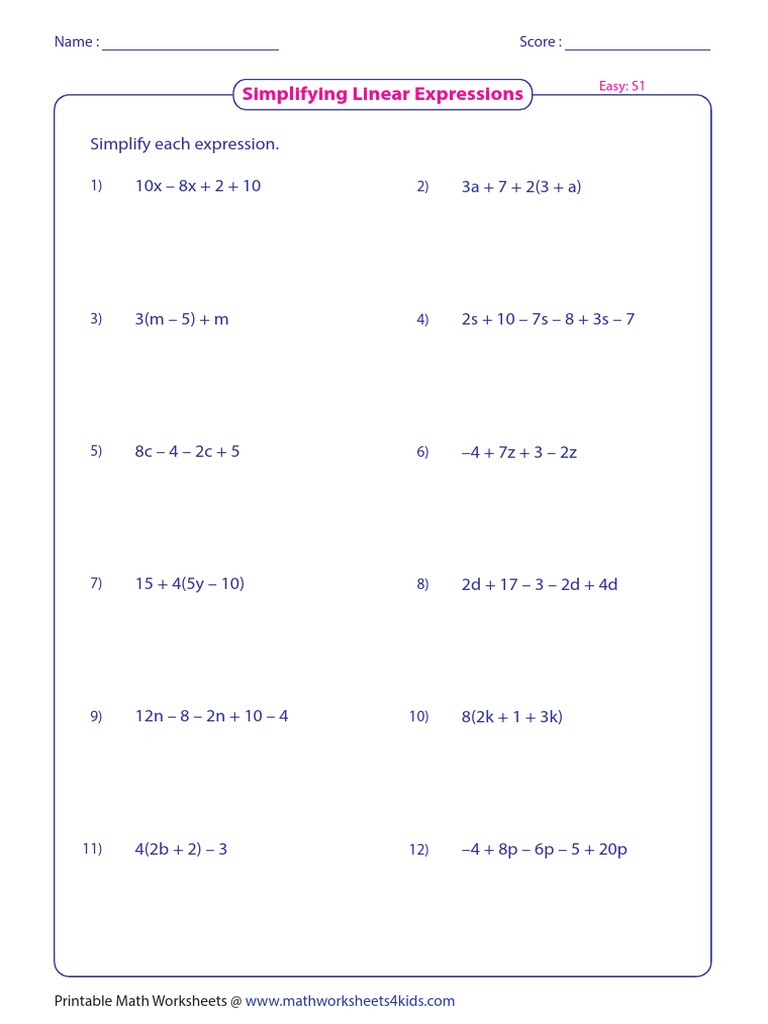 Simplify Collect Like Terms | PDF