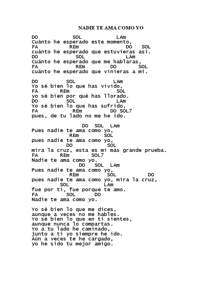 Nadie te ama como yo: Letra y acordes | PDF