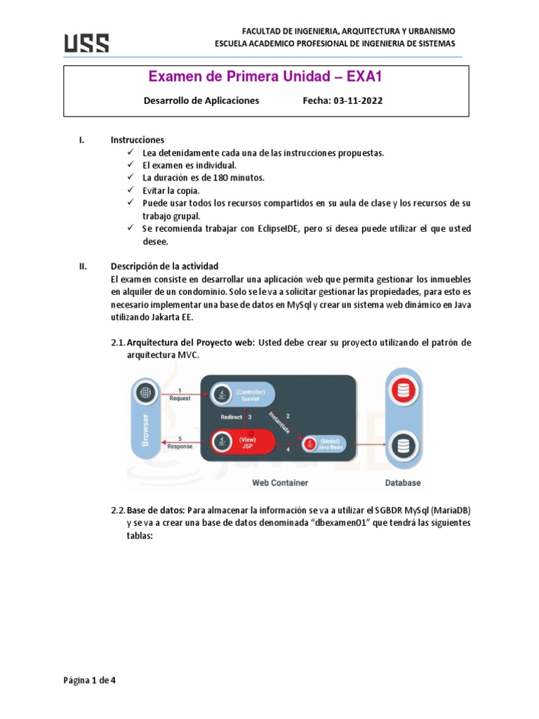 Examen 01 - Desarrollo de Aplicaciones | PDF | Bases de datos | Mi sql