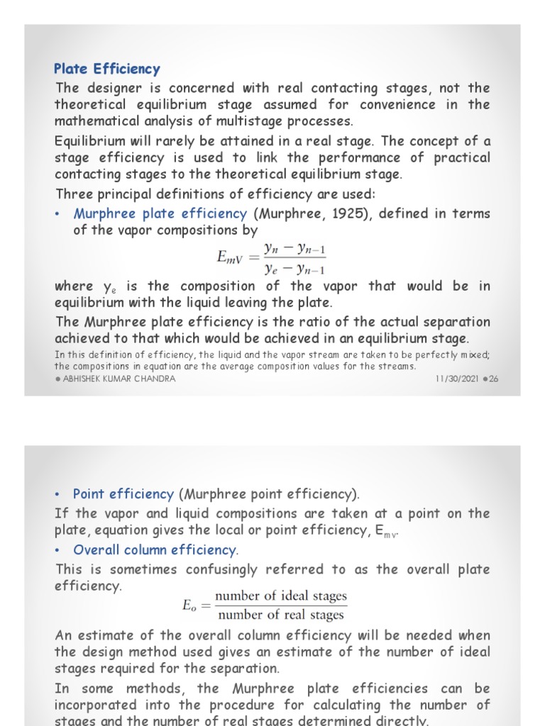 Murphree Efficiency in Distillation Plates | PDF | Viscosity | Quantity