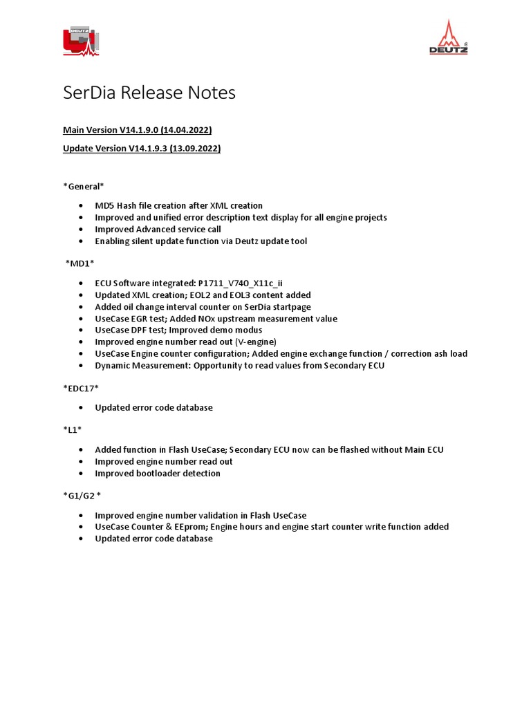 SerDia Release Notes | PDF
