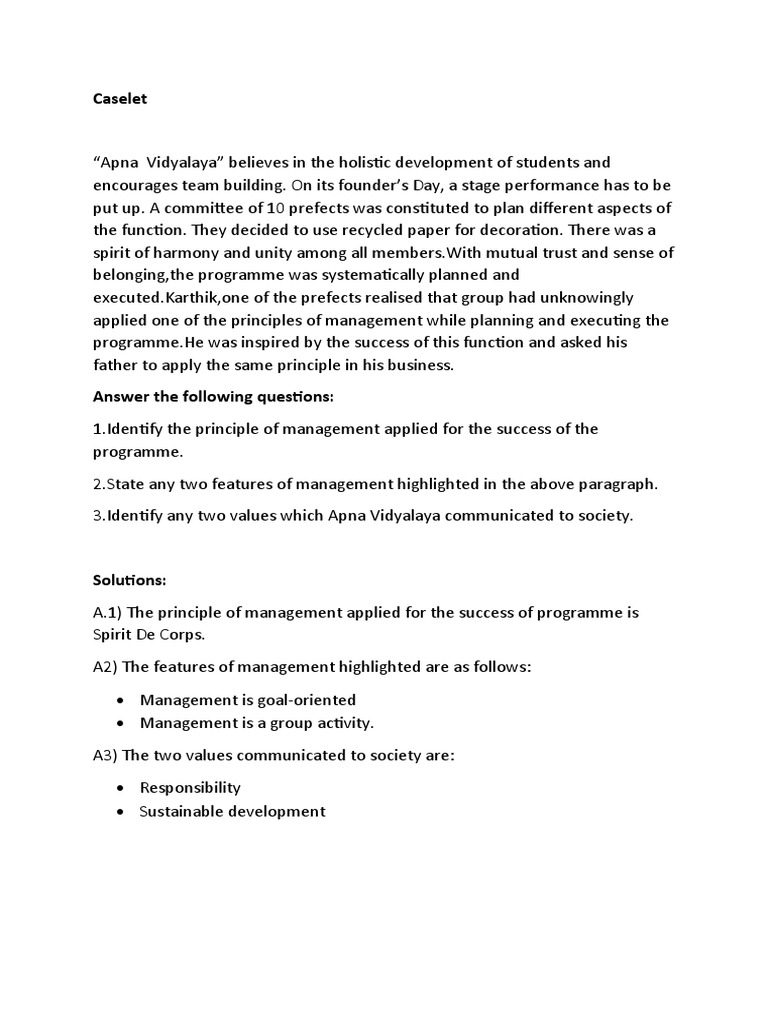 Principles of Management Caselet | PDF