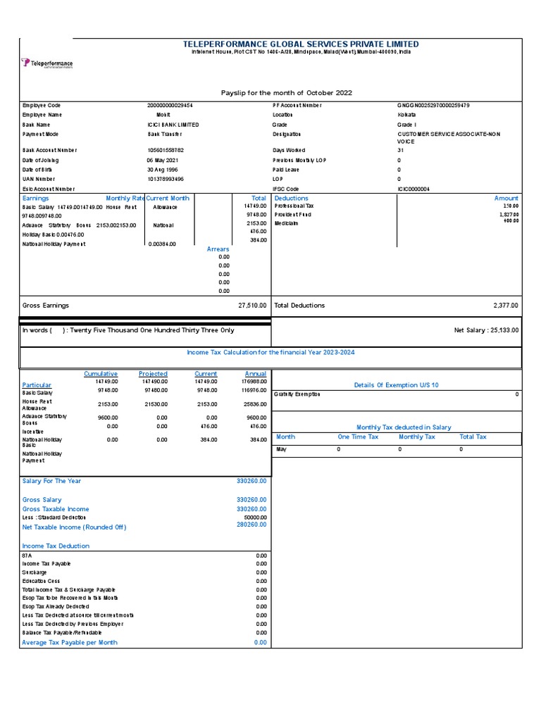 payslip-2023-2024-5-200000000029454-IGSL (1) | PDF | Taxes | Salary
