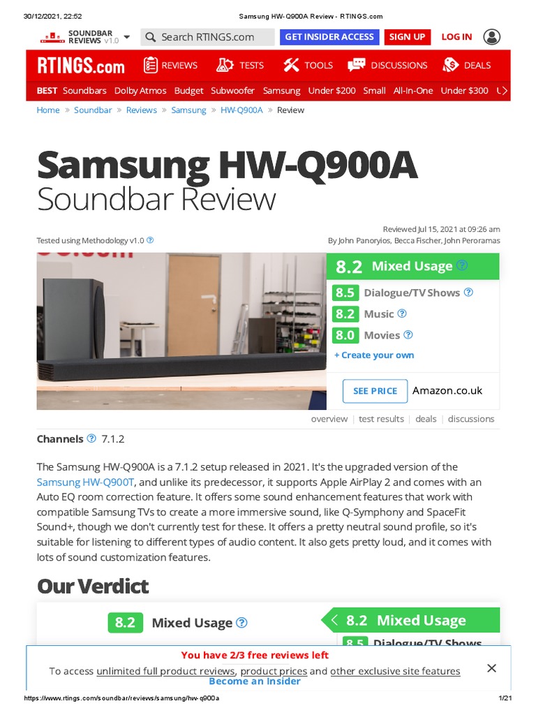 Samsung HW-Q900A Review | PDF | Hdmi | Equalization (Audio)