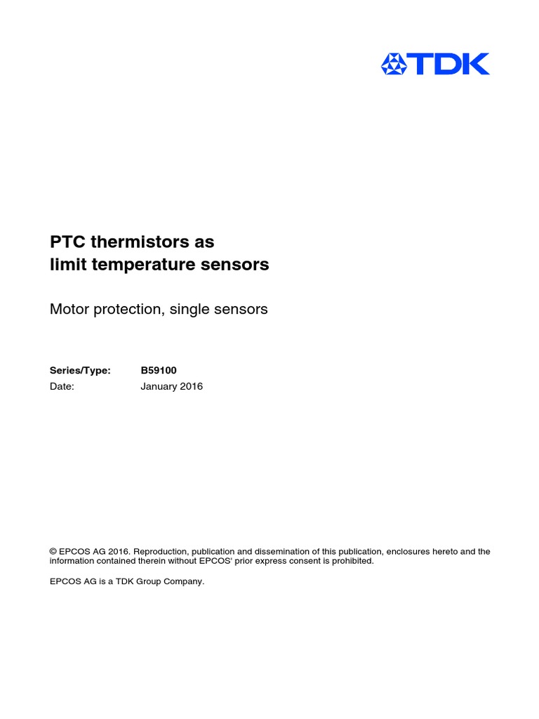 PTC Thermistors As Limit Temperature Sensors: Motor Protection, Single ...