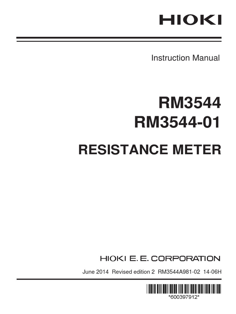 RM3544-01 RM3544: Resistance Meter | PDF