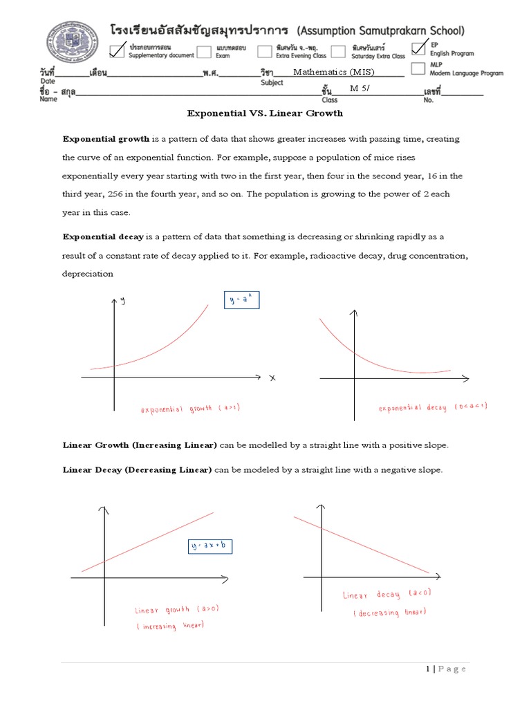 M5 Exponential VS Linear Growth | PDF | Mathematics | Applied Mathematics