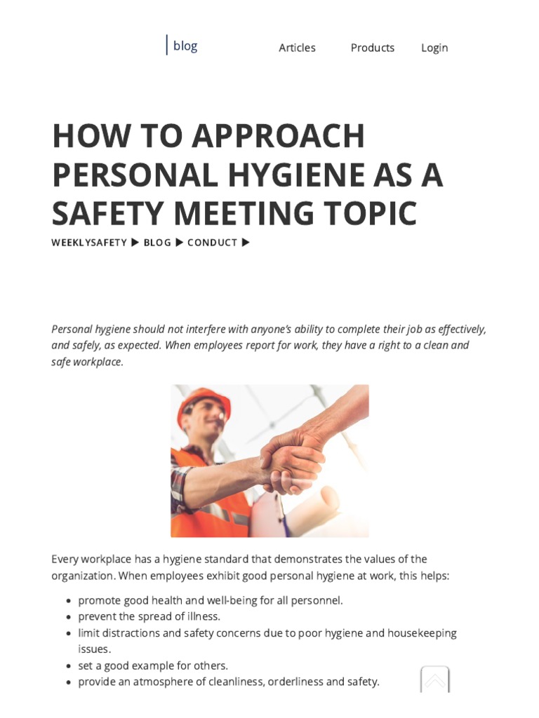 Addressing Personal Hygiene As A Workplace Safety Issue | PDF | Hygiene ...