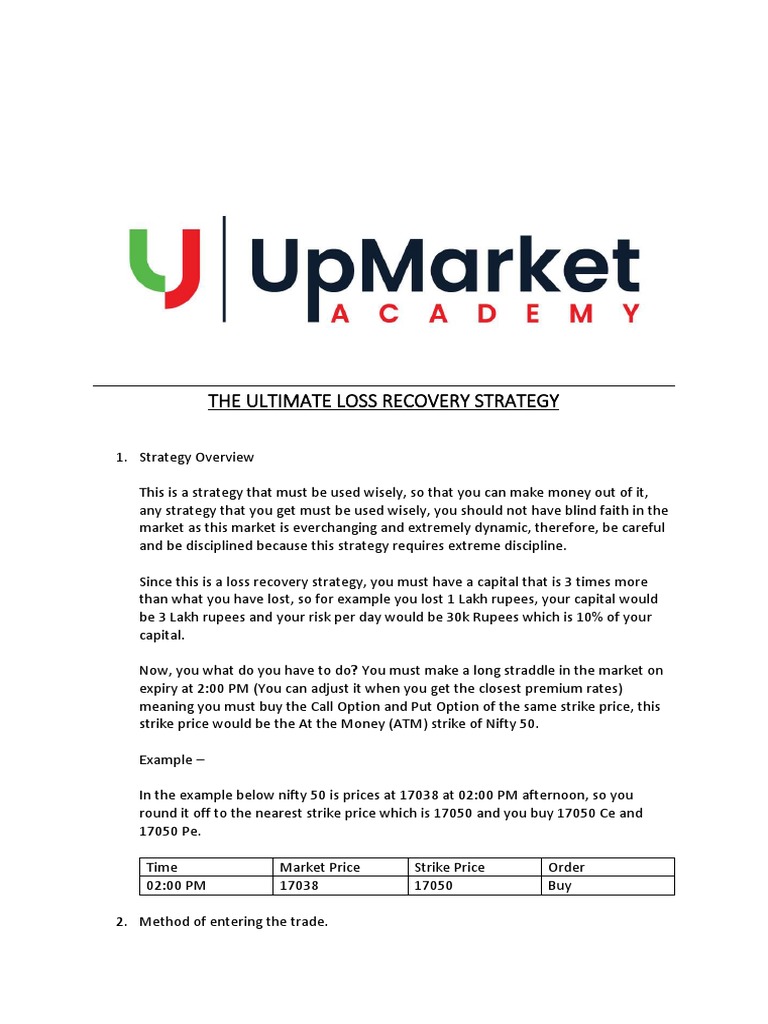 Loss Recovery Strategy for Nifty 50 | PDF | Option (Finance) | Put Option