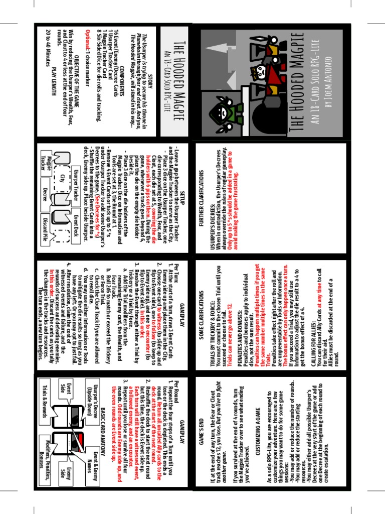 Hooded Magpie Rules Sheet For Printing v1.81 | PDF | Card Games | Games ... Hooded Magpie Rules Sheet For Printing v1.81 | PDF | Card Games | Games ...