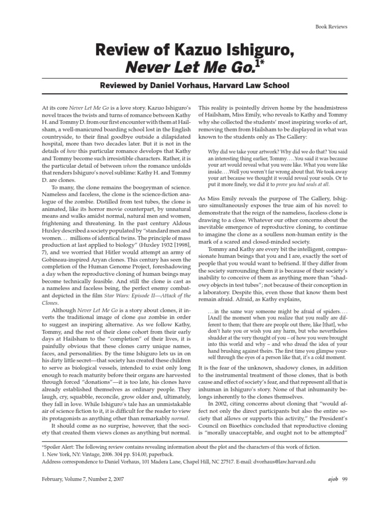 Review of Kazuo Ishiguro, Never Let Me Go | PDF