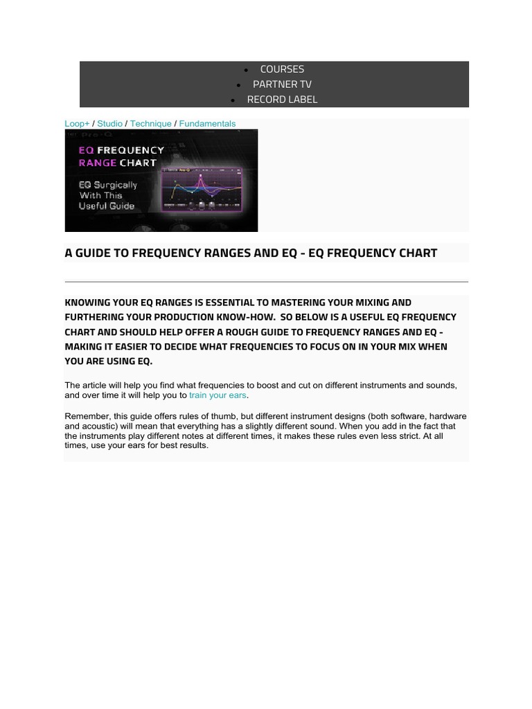 A Guide To Frequency Ranges and EQ - EQ Frequency Chart | PDF | Guitars ...