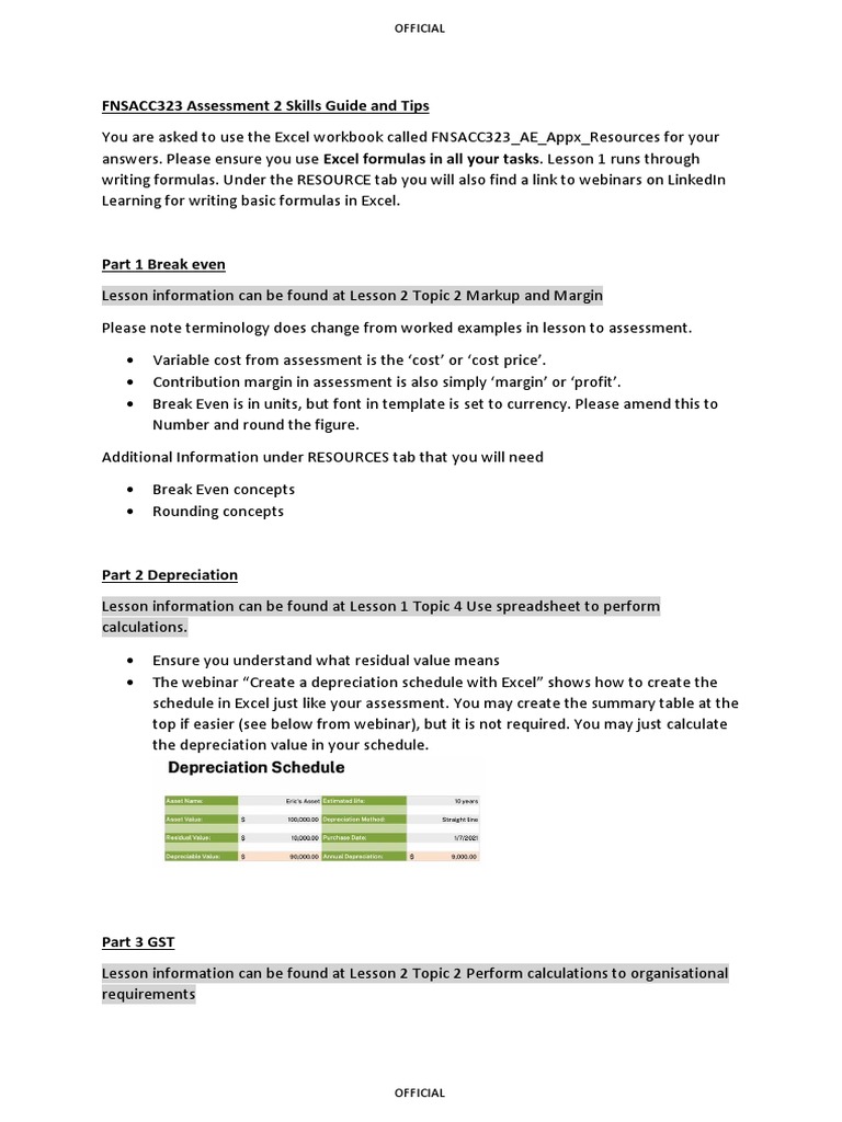 FNSACC323 Excel Skills Guide | PDF | Microsoft Excel | Spreadsheet