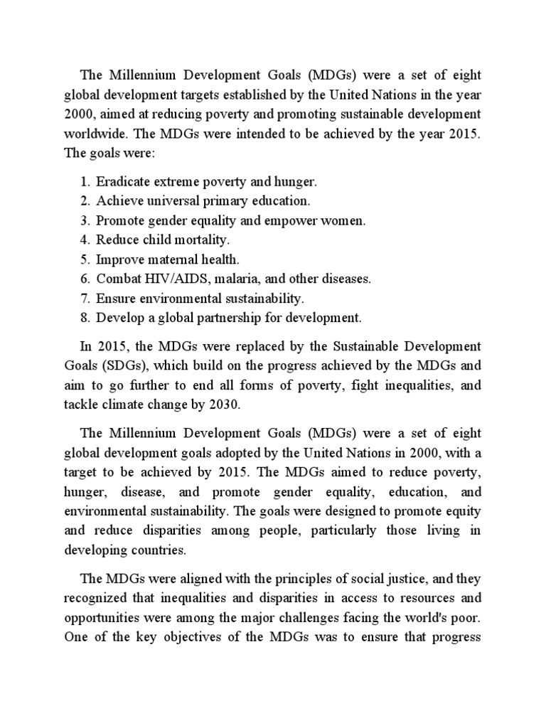 Millennium Development Goals Overview | PDF | Millennium Development ...
