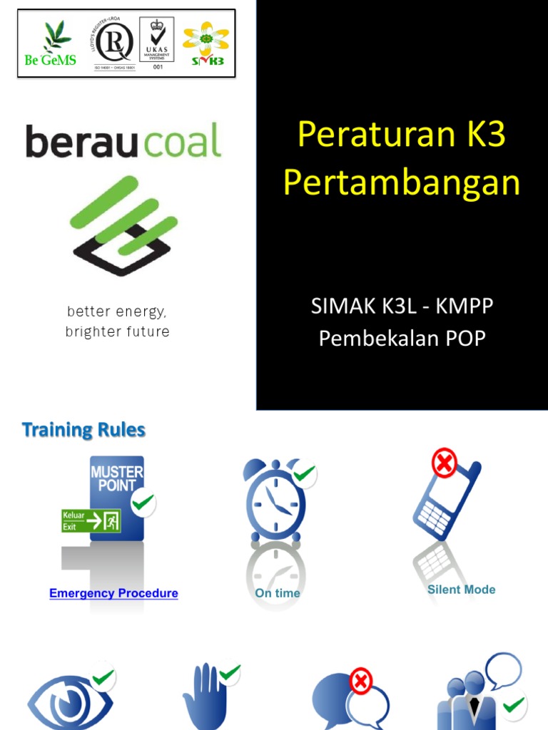 Materi KMPP - POP - 1 - Peraturan K3 Tambang (21!04!2019) | PDF