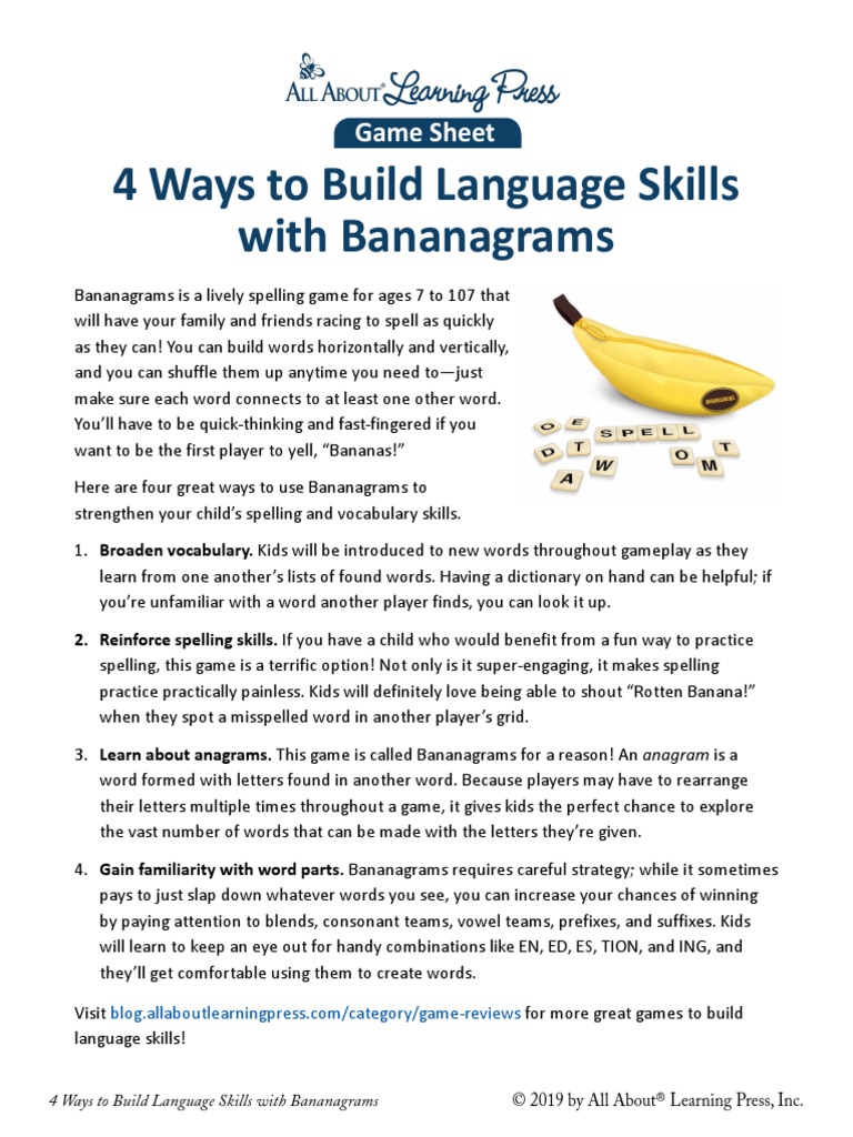 Bananagrams | PDF | Language Arts & Discipline
