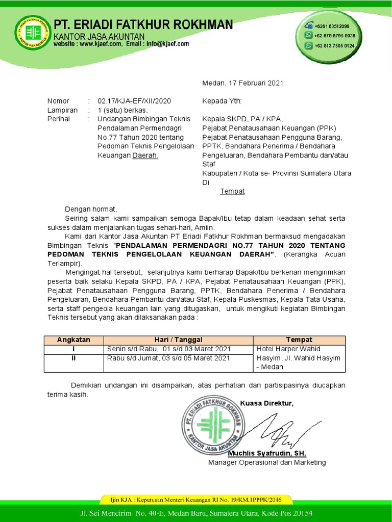 Surat Undangan Bimtek Permendagri 77 | PDF Surat Undangan Bimtek Permendagri 77 | PDF