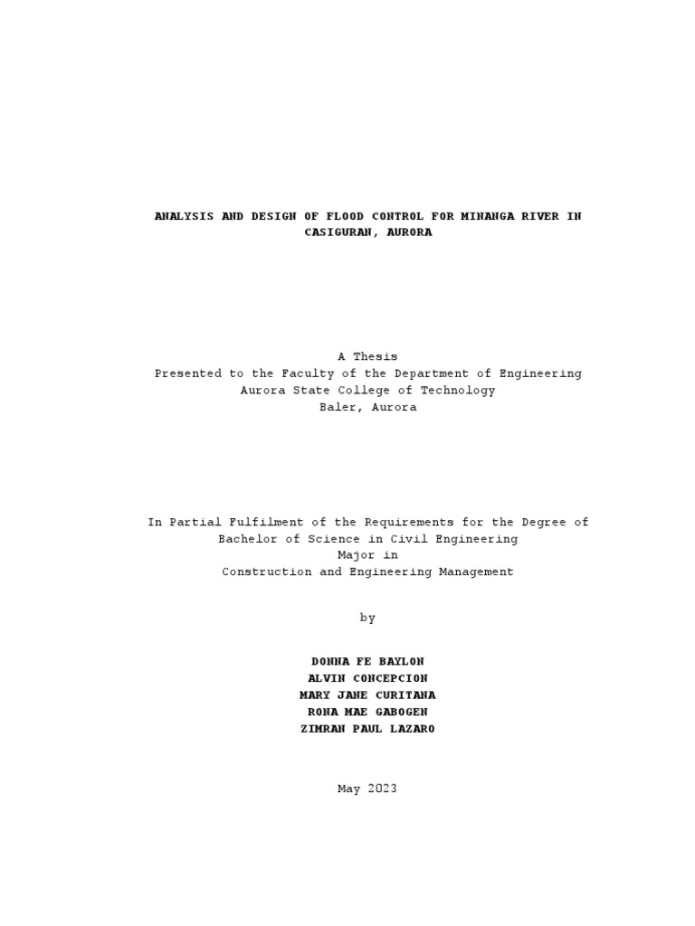 Flood Control Design for Minanga River | PDF | Flood | Methodology