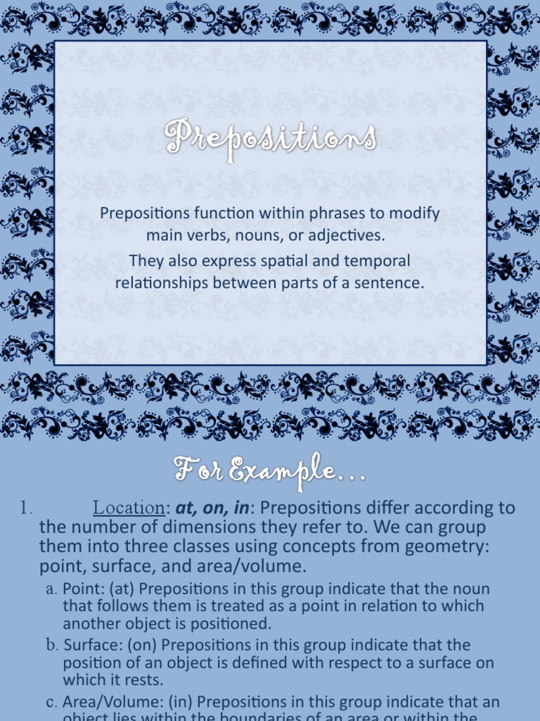 Prepositions 1 - 0 | PDF | Preposition And Postposition | Object (Grammar)