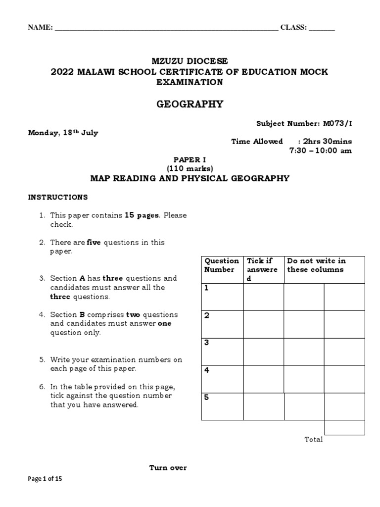 Geography Paper 1 2022 | PDF | Rock (Geology) | Earth Sciences
