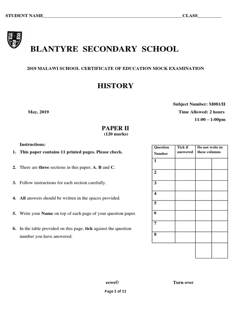 History BSS Mock | PDF