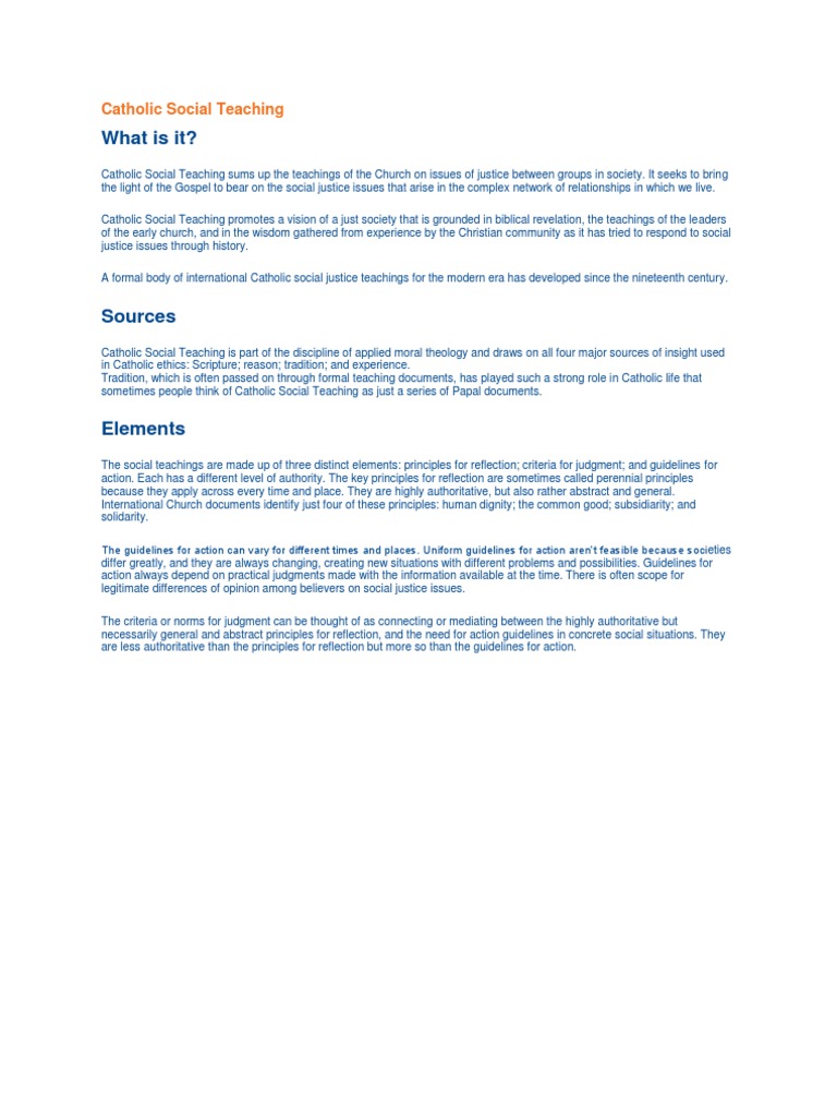 Understanding Catholic Social Teaching | PDF