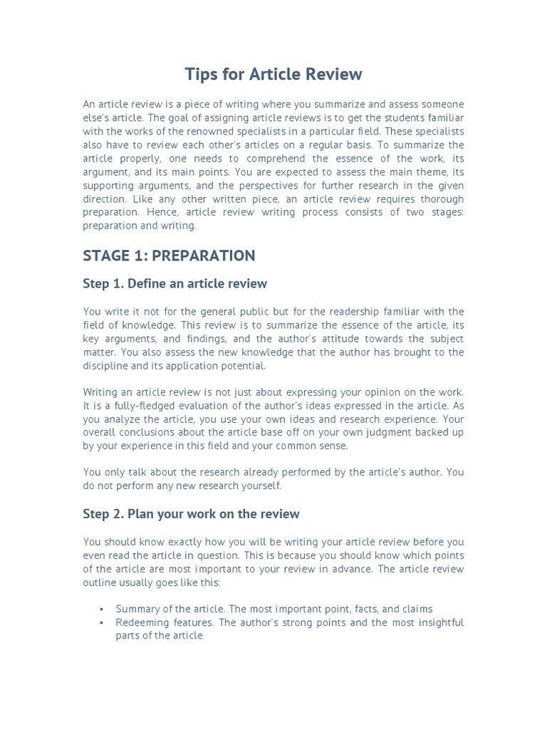 Tips For Article Review | PDF | Knowledge | Experience