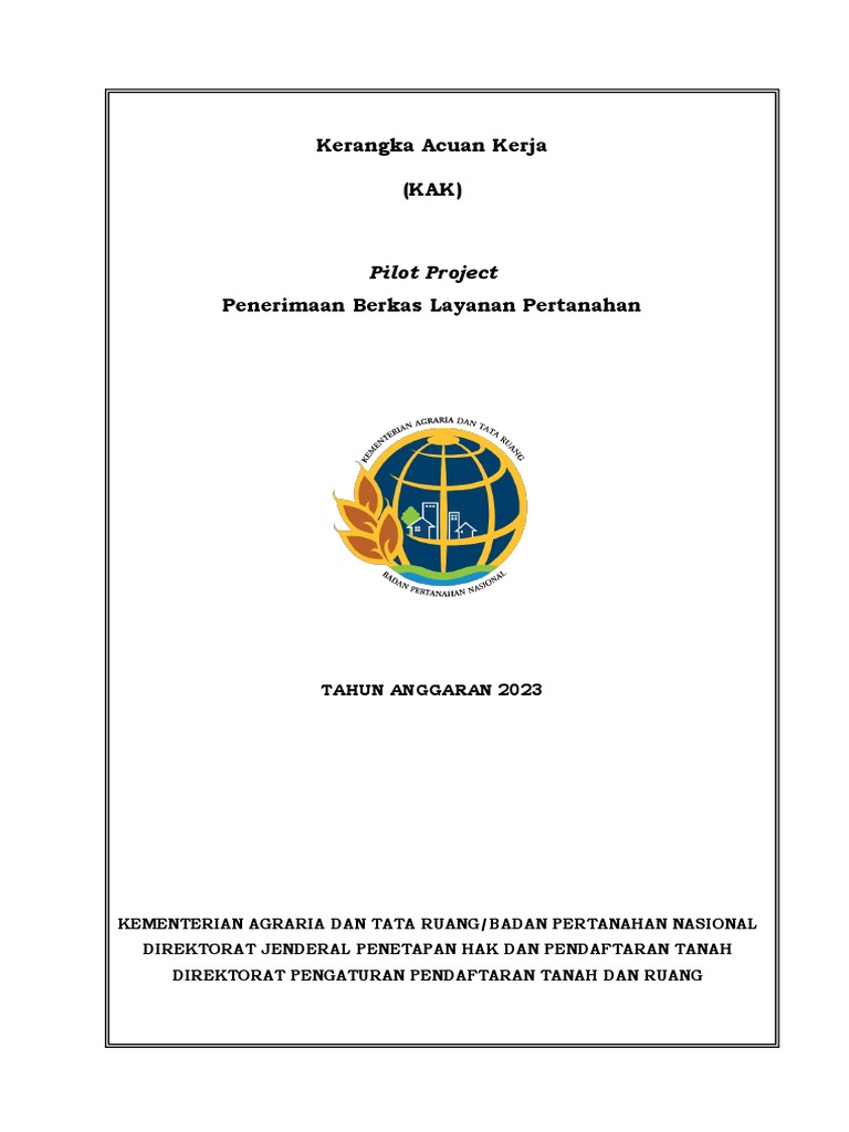 KAK Penerimaan Berkas Layanan Pertanahan | PDF