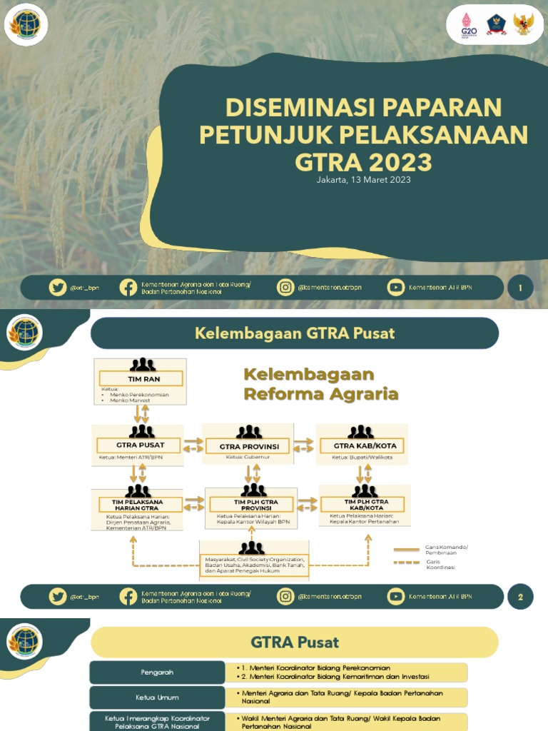 DISEMINASI Petunjuk Pelaksanaan GTRA 2023 - 13 Maret 2023 | PDF