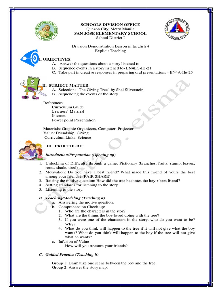 Sequencing Events in The Giving Tree | PDF | Curriculum | Learning
