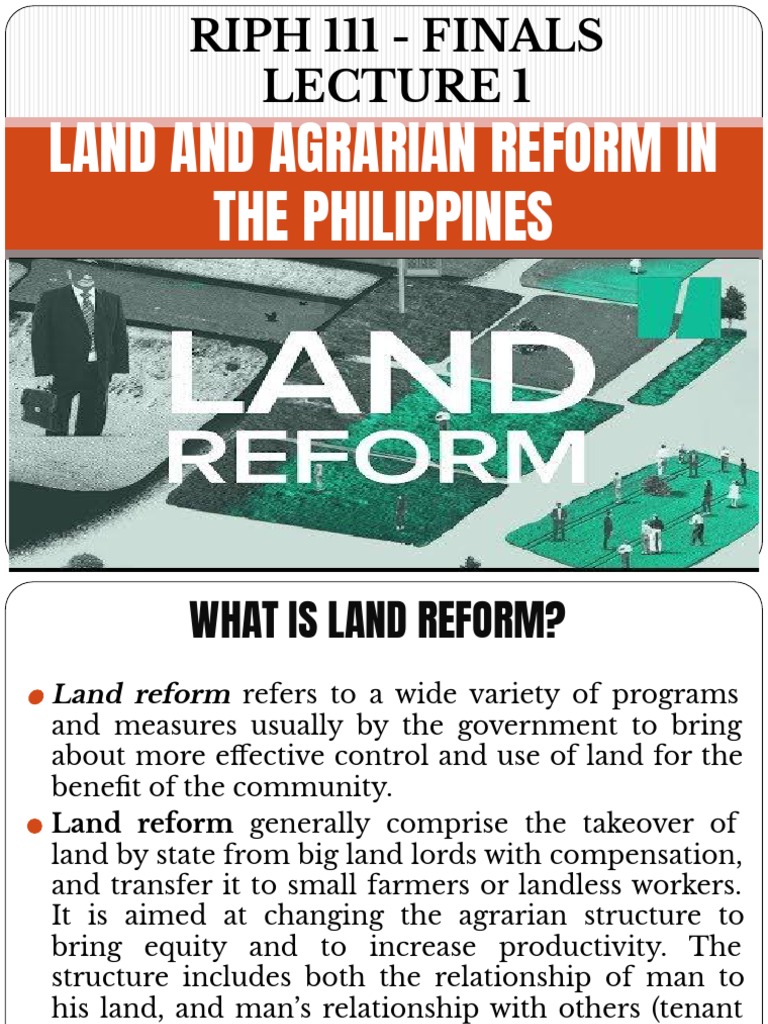 Land and Agrarian Reform in The Philippines | PDF | Serfdom | Leasehold ...