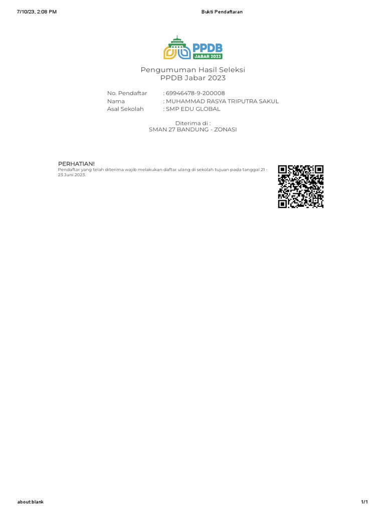 Bukti Pendaftaran - Bocil | PDF
